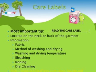 PFD - How To Care For Your Clothes | PPTX