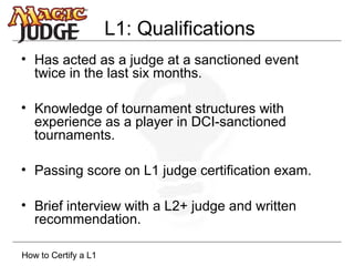 How to Certify a L1 | PPT