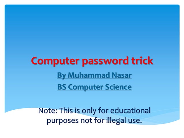 How to change computer password | PPT