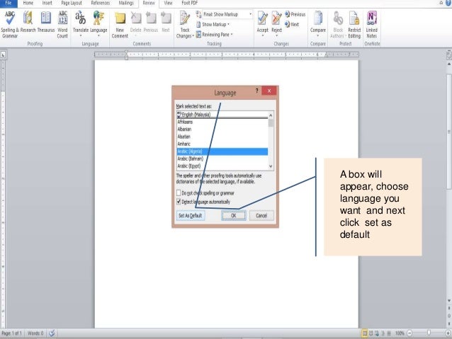 How to change microsoft word 2010 language