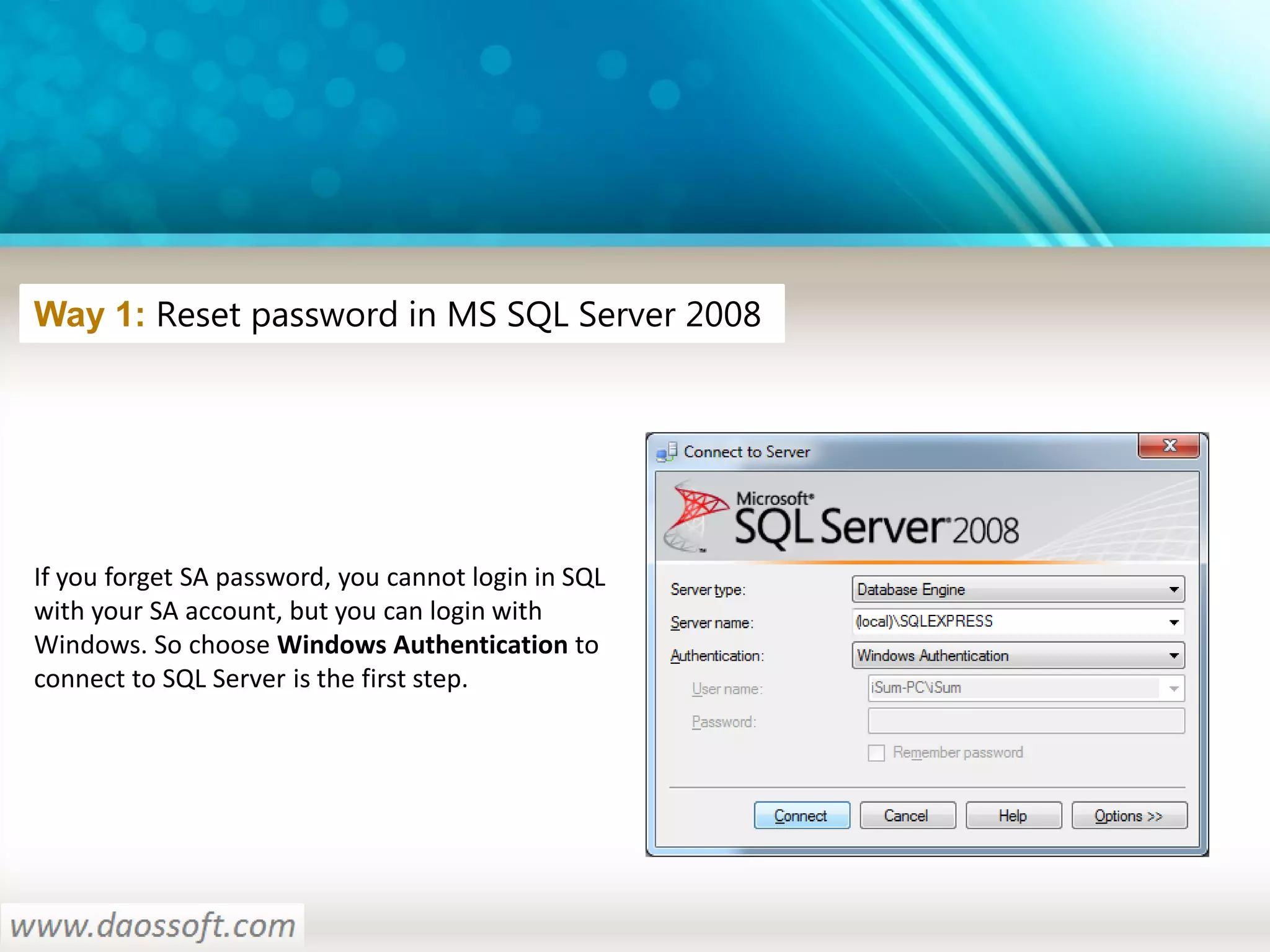 How to Change SA Password in Microsoft SQL Server 2008 | PPT | Free Download