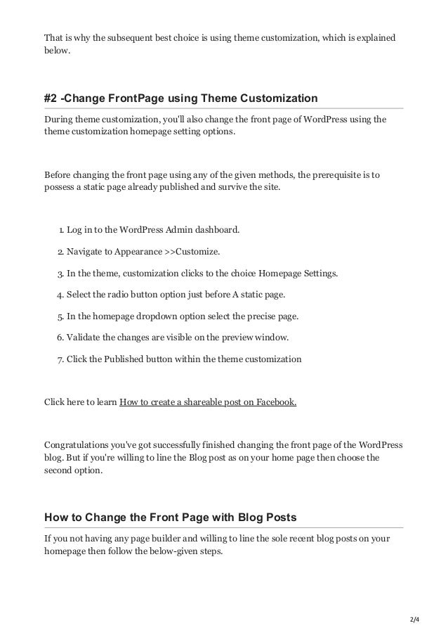 how-to-change-the-home-page-in-word-press