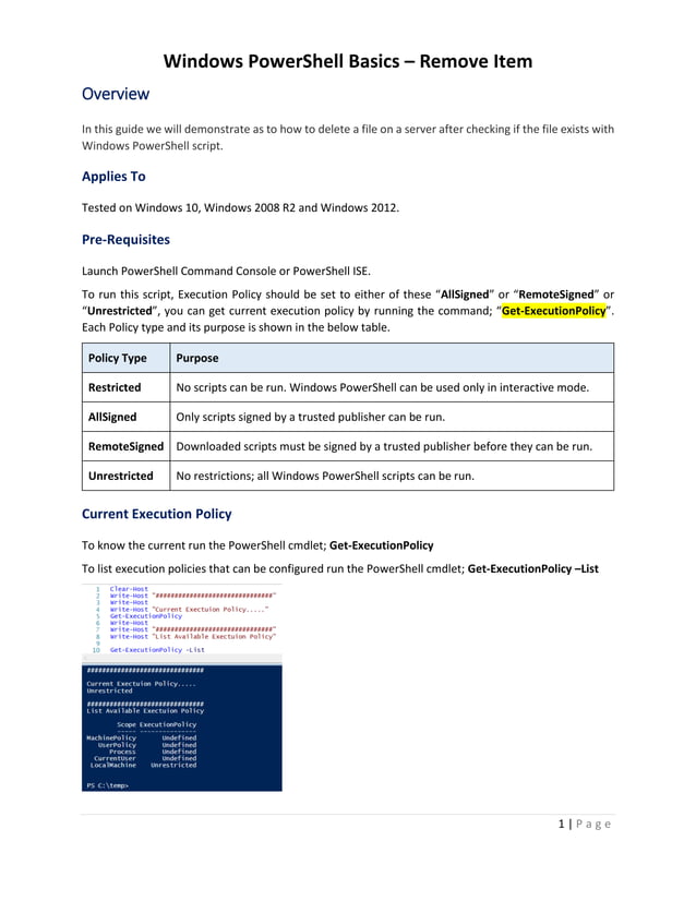 How To Check and Delete a File via PowerShell | PDF