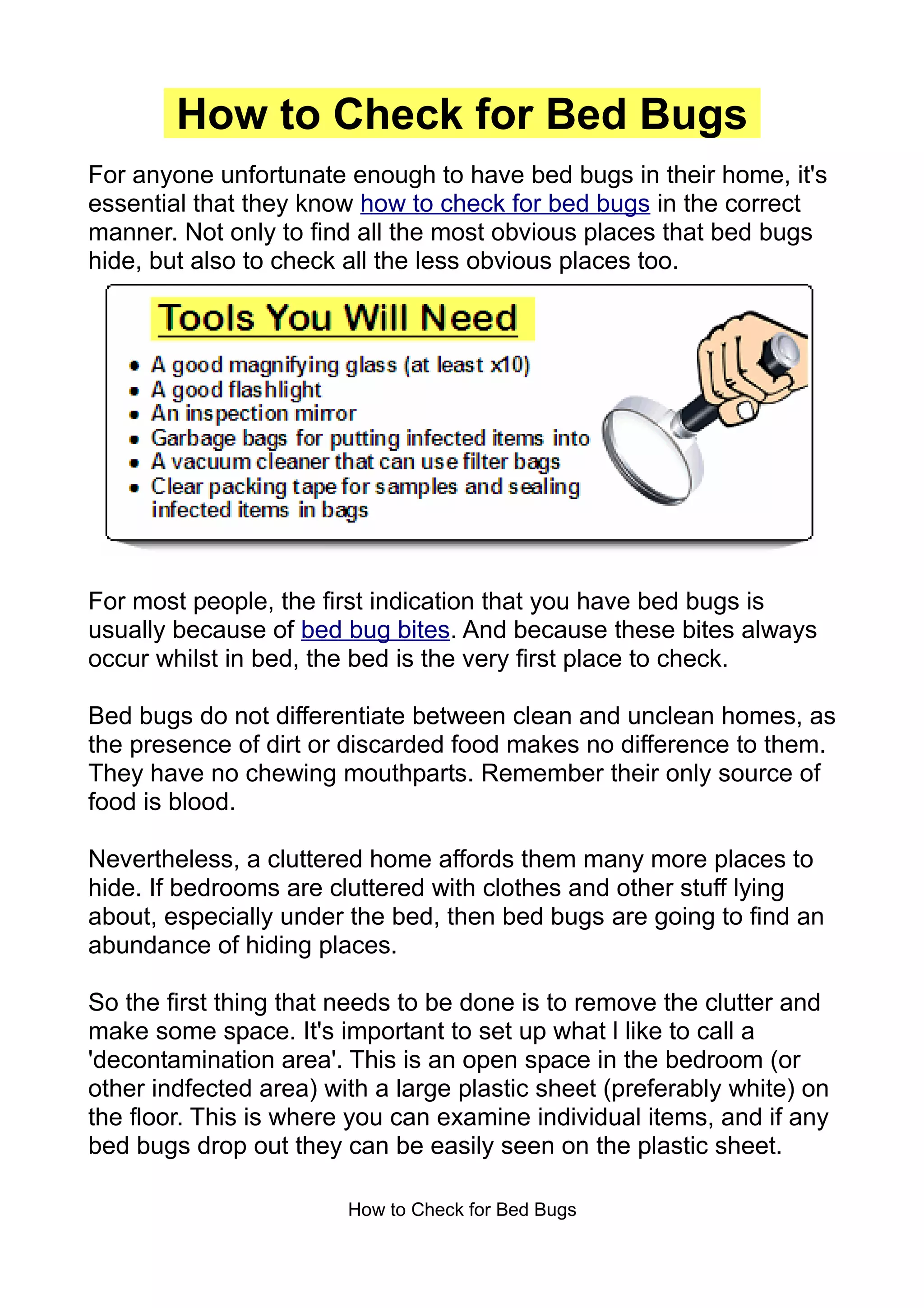 How to check for bed bugs | PDF | Interior Decorating | Home & Garden