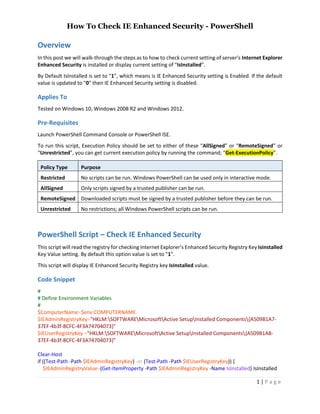 How To Check IE Enhanced Security Is Enabled Windows PowerShell | PDF
