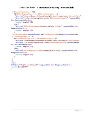 How To Check IE Enhanced Security Is Enabled Windows PowerShell | PDF