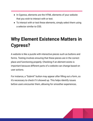 How to check if an element exists or not using Cypress? | PDF