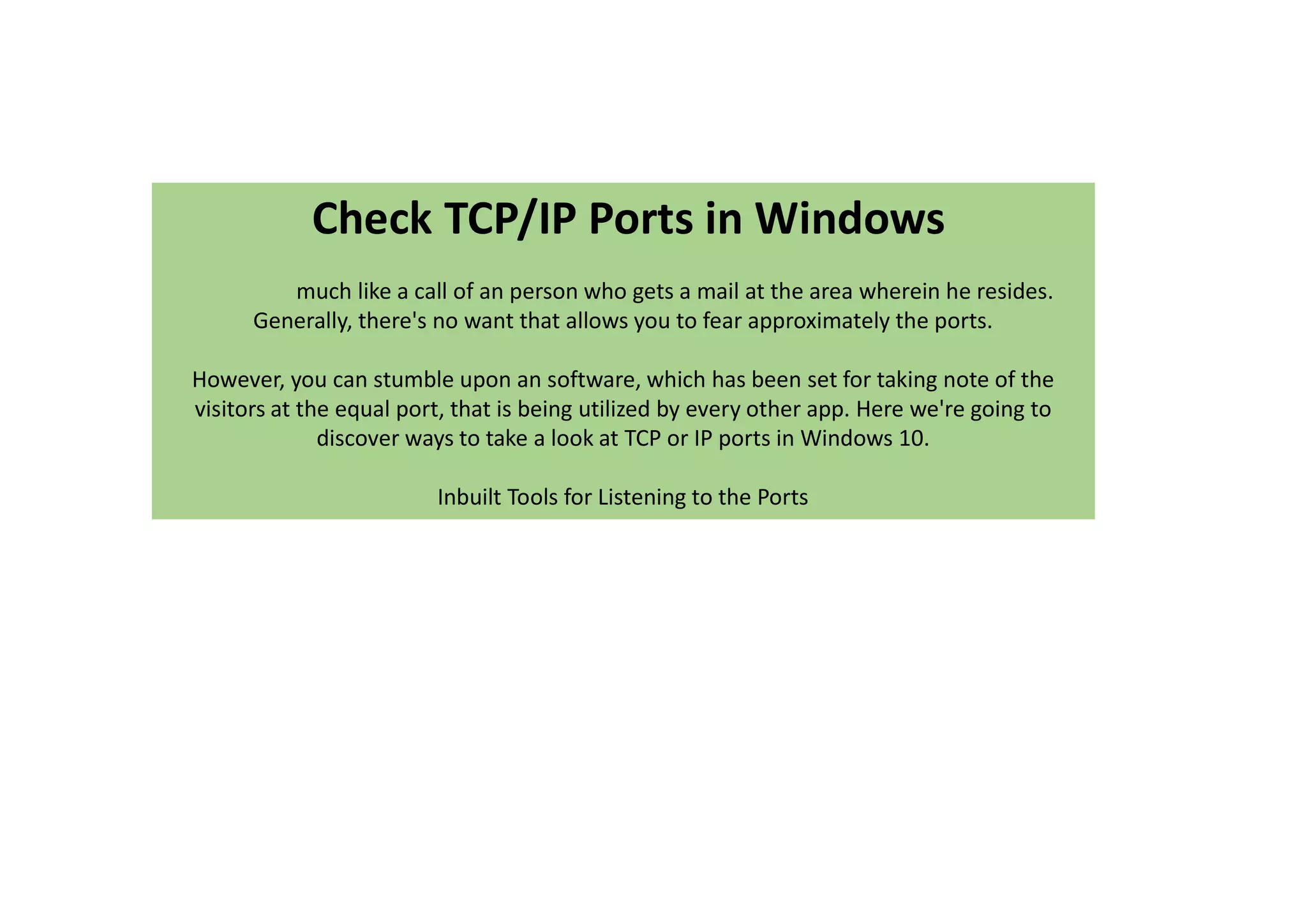 How To Check Tcp Ip Ports In Windows Ppt