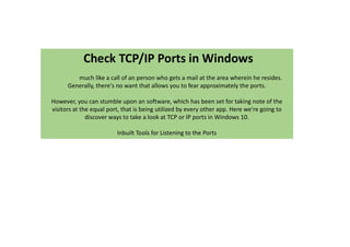 How to Check TCP/IP Ports in Windows? | PPT