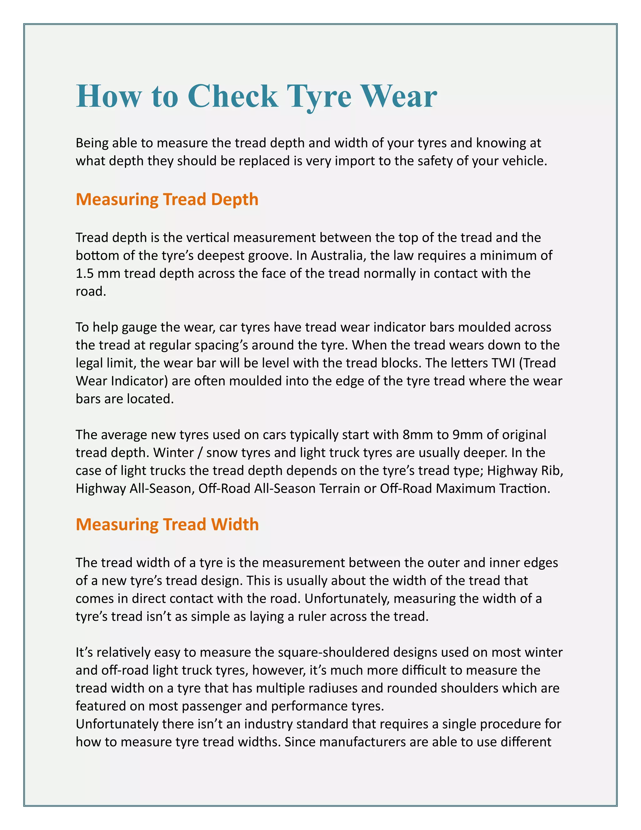How to check tyre wear | PDF