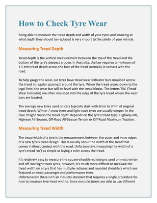 How to check tyre wear | PDF