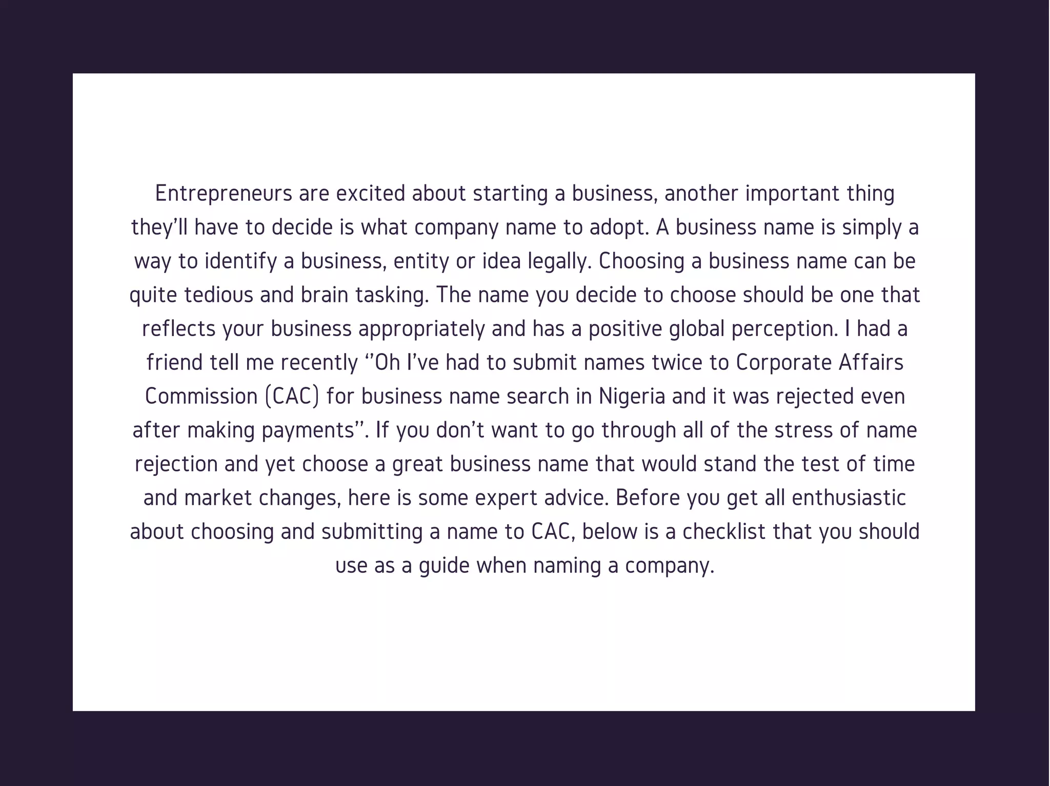 How to choose a great business name. | PDF