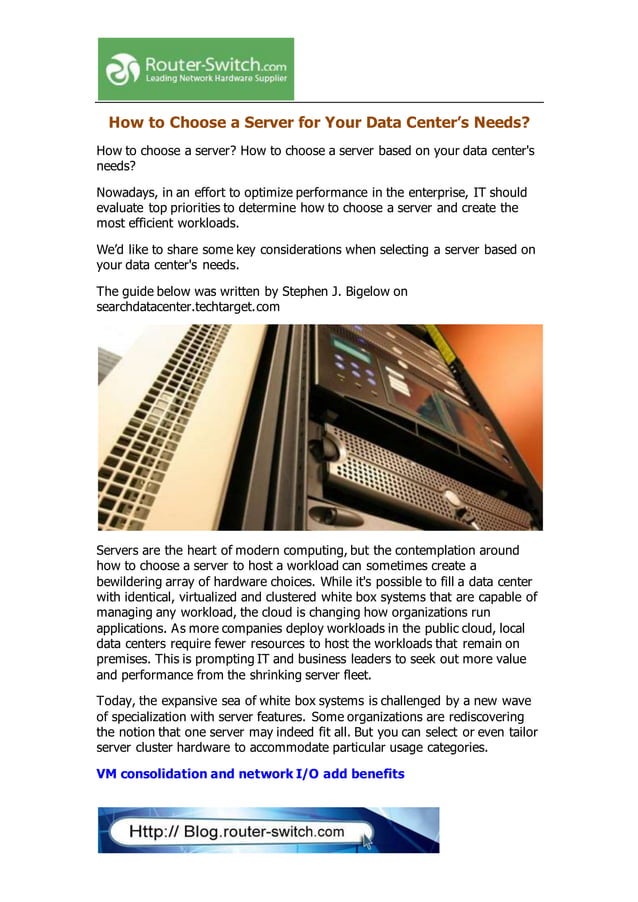 How to choose a server for your data center's needs | DOCX | Cloud Computing | Internet
