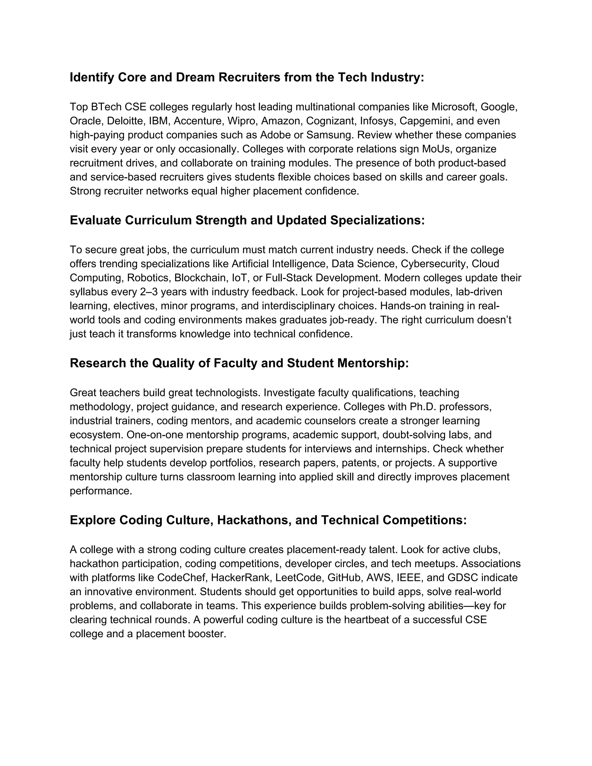 How to choose a top BTech CSE college for excellent placement ...