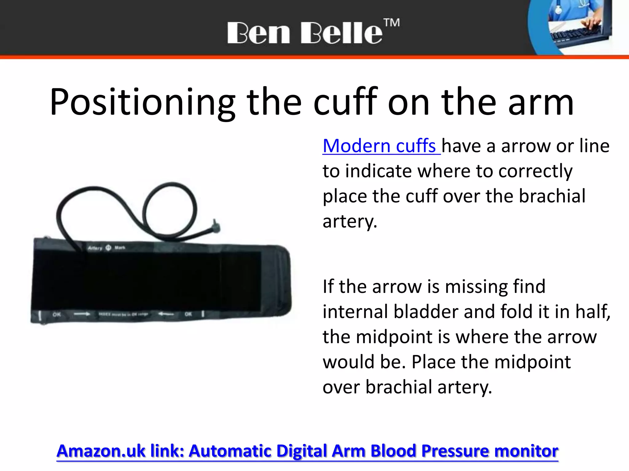 How to choose cuff and positioning the cuff for home blood pressure ...