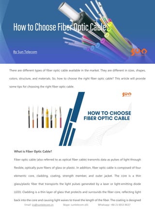 How to Choose Fiber Optic Cable | PDF