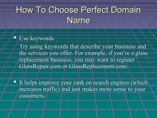 How to choose perfect domain name by glocominfotech | PPT