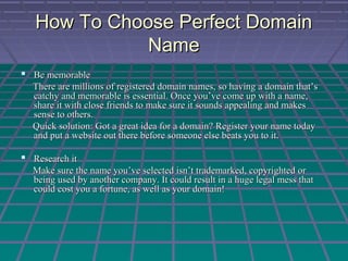 How to choose perfect domain name by glocominfotech | PPT