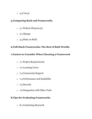 HOW TO CHOOSE THE BEST FRAMEWORK FOR YOUR WEB DEVELOPMENT | PDF