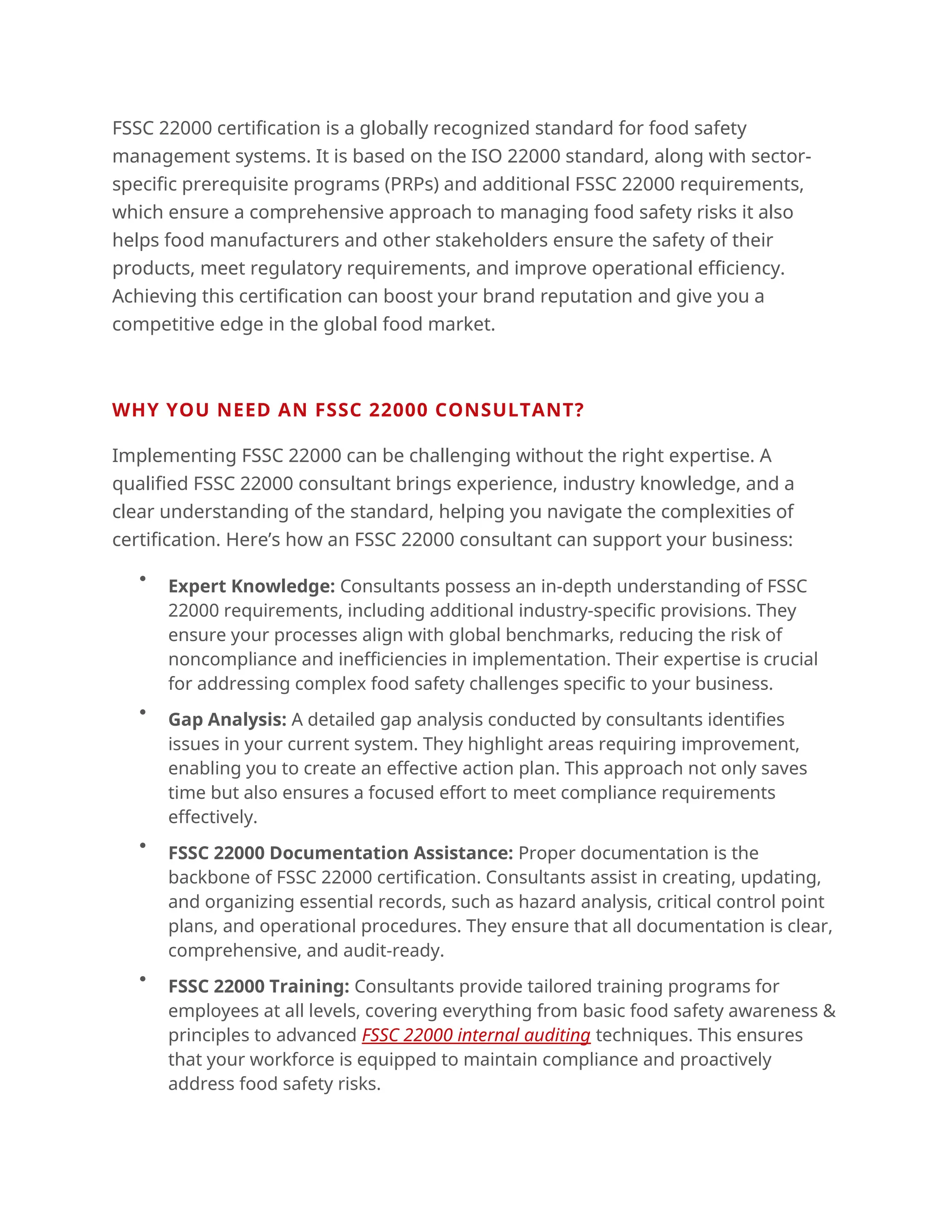 HOW TO CHOOSE THE BEST FSSC 22000 CONSULTANT FOR YOUR COMPANY | DOCX