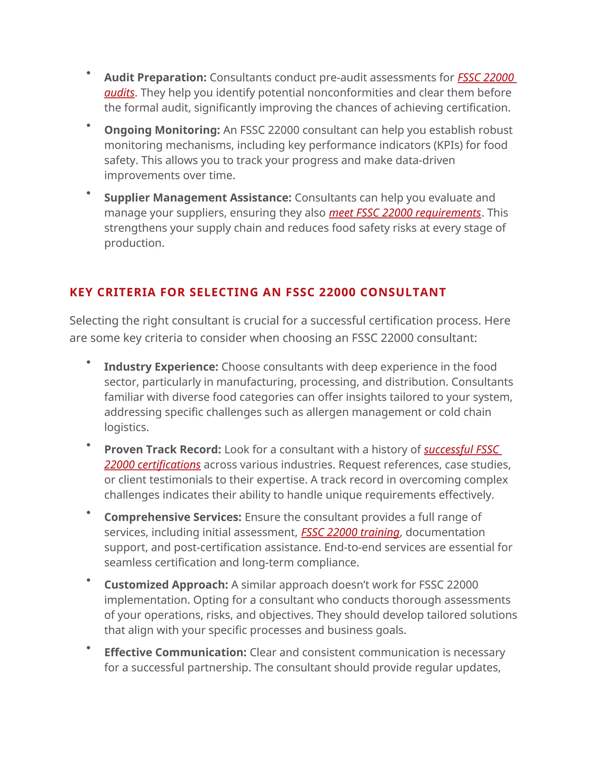 HOW TO CHOOSE THE BEST FSSC 22000 CONSULTANT FOR YOUR COMPANY | DOCX