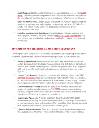 HOW TO CHOOSE THE BEST FSSC 22000 CONSULTANT FOR YOUR COMPANY | DOCX
