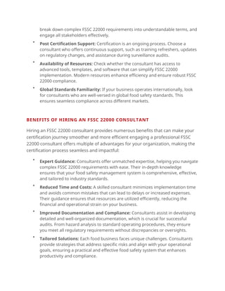 HOW TO CHOOSE THE BEST FSSC 22000 CONSULTANT FOR YOUR COMPANY | DOCX