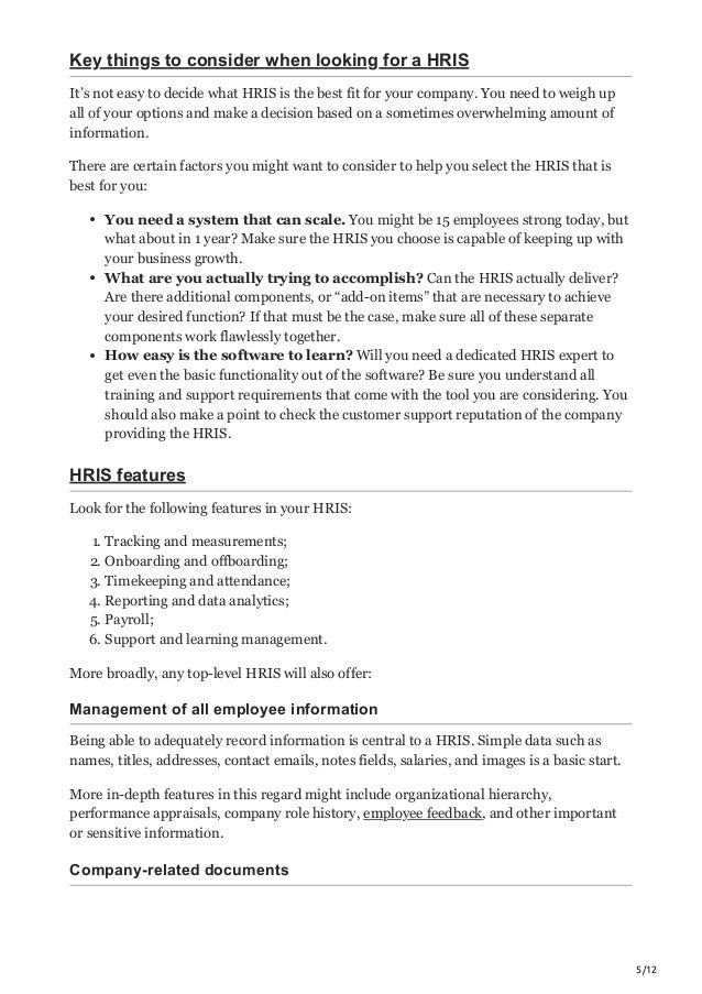 How to Choose the Best HRIS (Human Resources Information System) | PDF