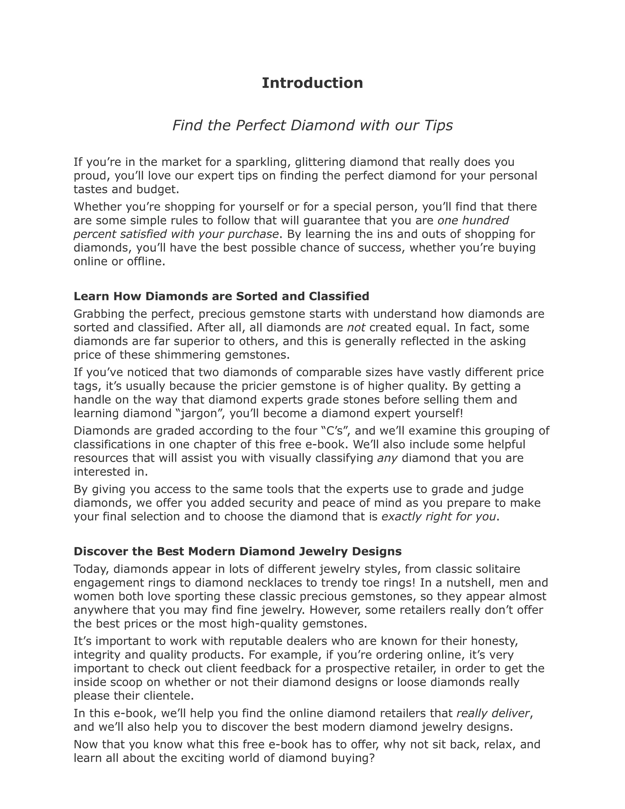 How To Choose The Perfect Diamond | PDF