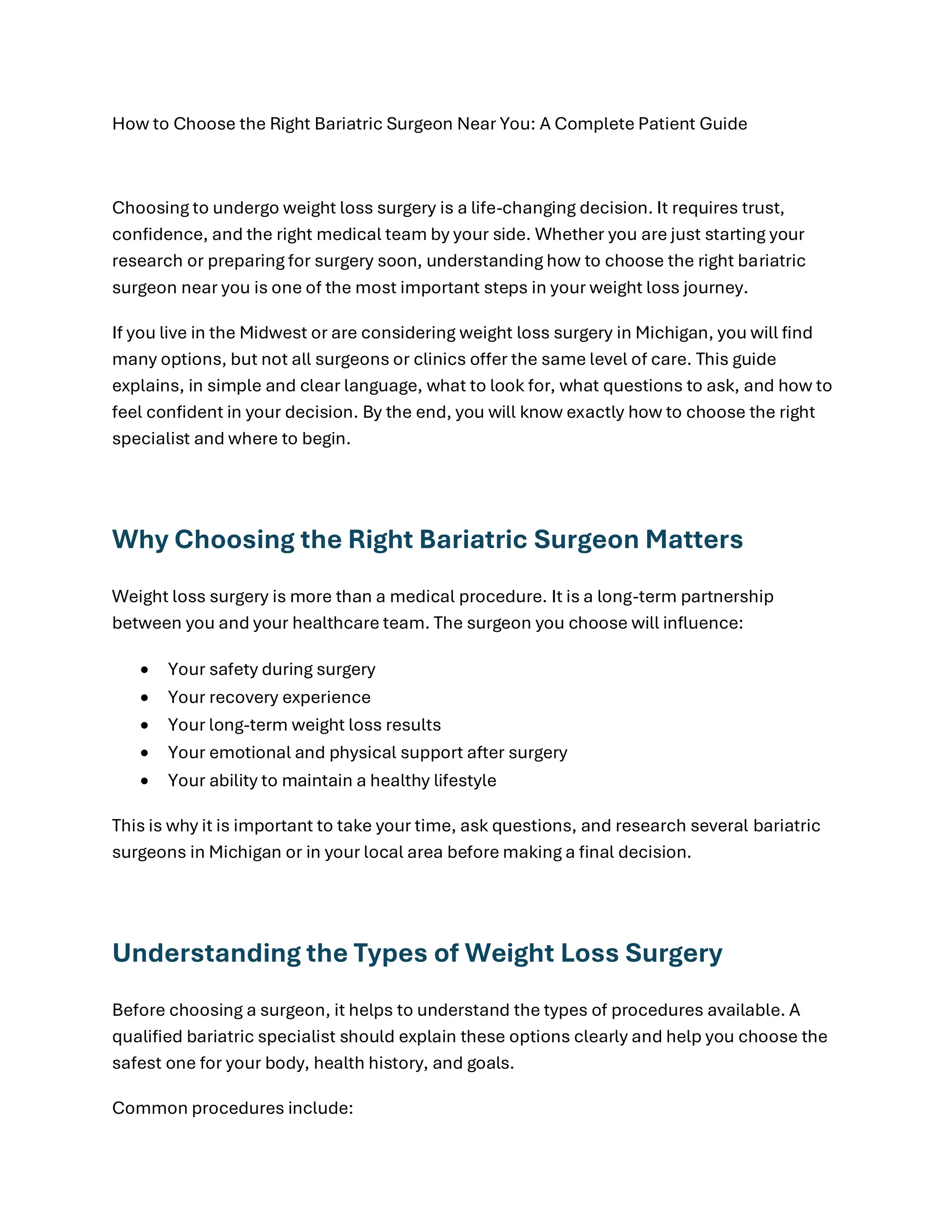 How to Choose the Right Bariatric Surgeon Near You: A Complete Patient ...
