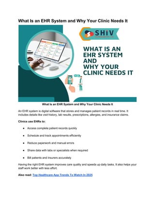 Find the Right EHR System for Your Healthcare Clinic | PDF