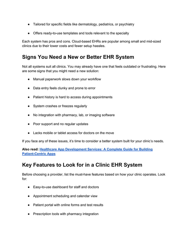 Find the Right EHR System for Your Healthcare Clinic | PDF