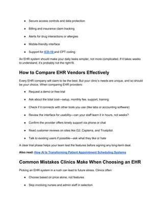 Find the Right EHR System for Your Healthcare Clinic | PDF