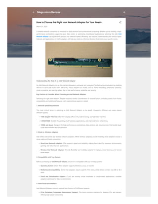 How to Choose the Right Intel Network Adapter for Your Needs | PDF