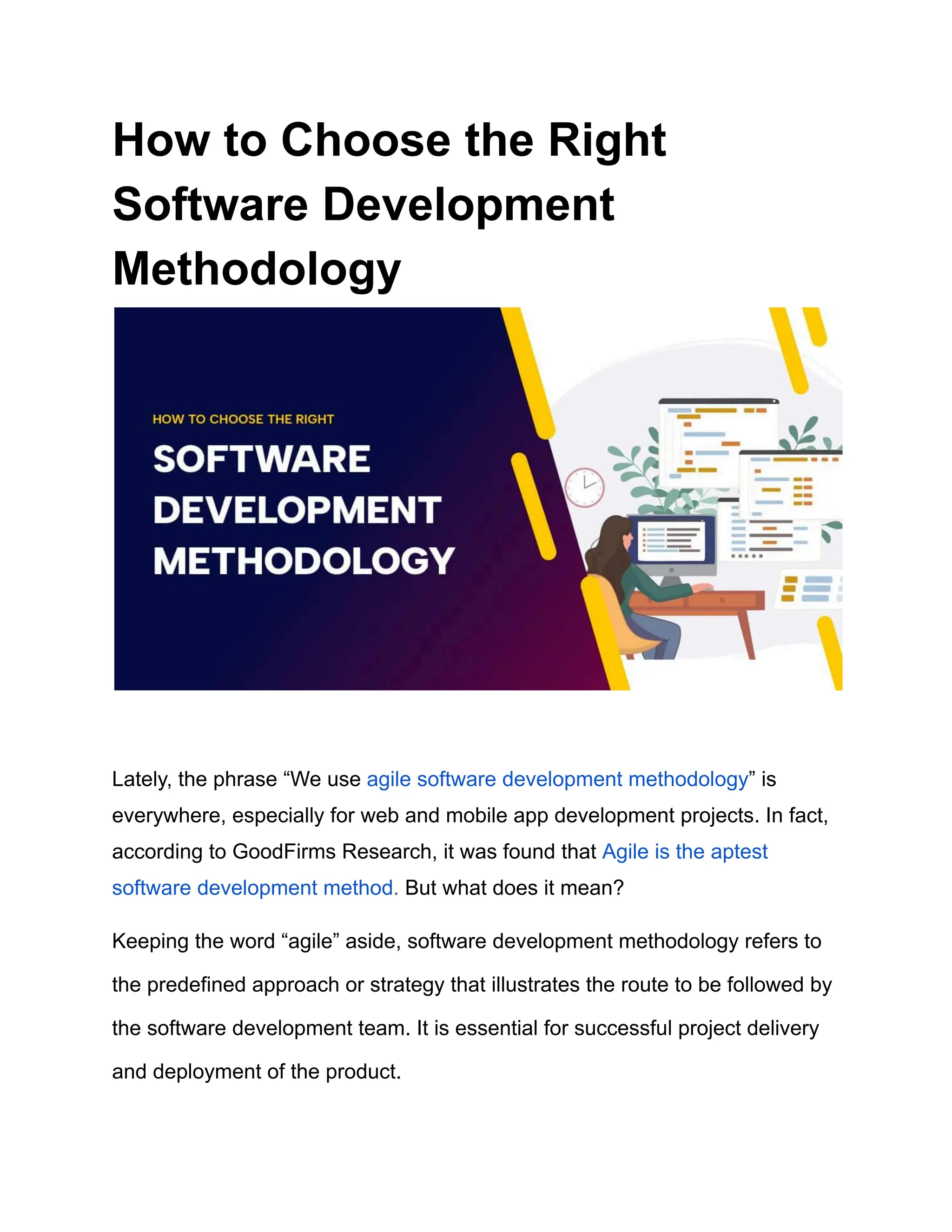 How to Choose the Right Software Development Methodology | PDF