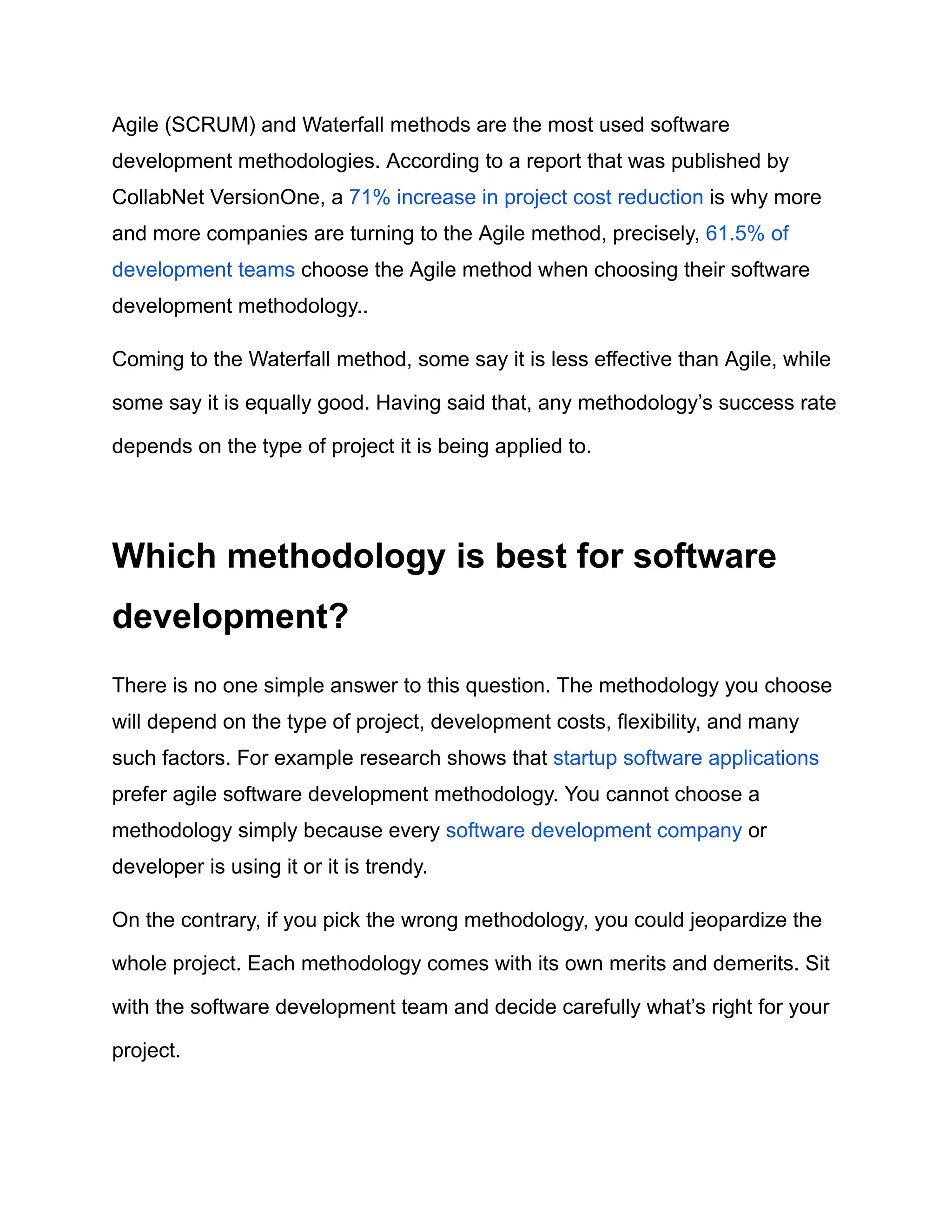 How to Choose the Right Software Development Methodology | PDF