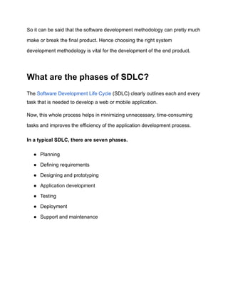 How to Choose the Right Software Development Methodology | PDF