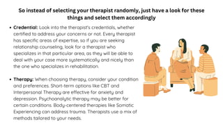 How To Choose The Right Therapist For You? | Solh Wellness | PDF