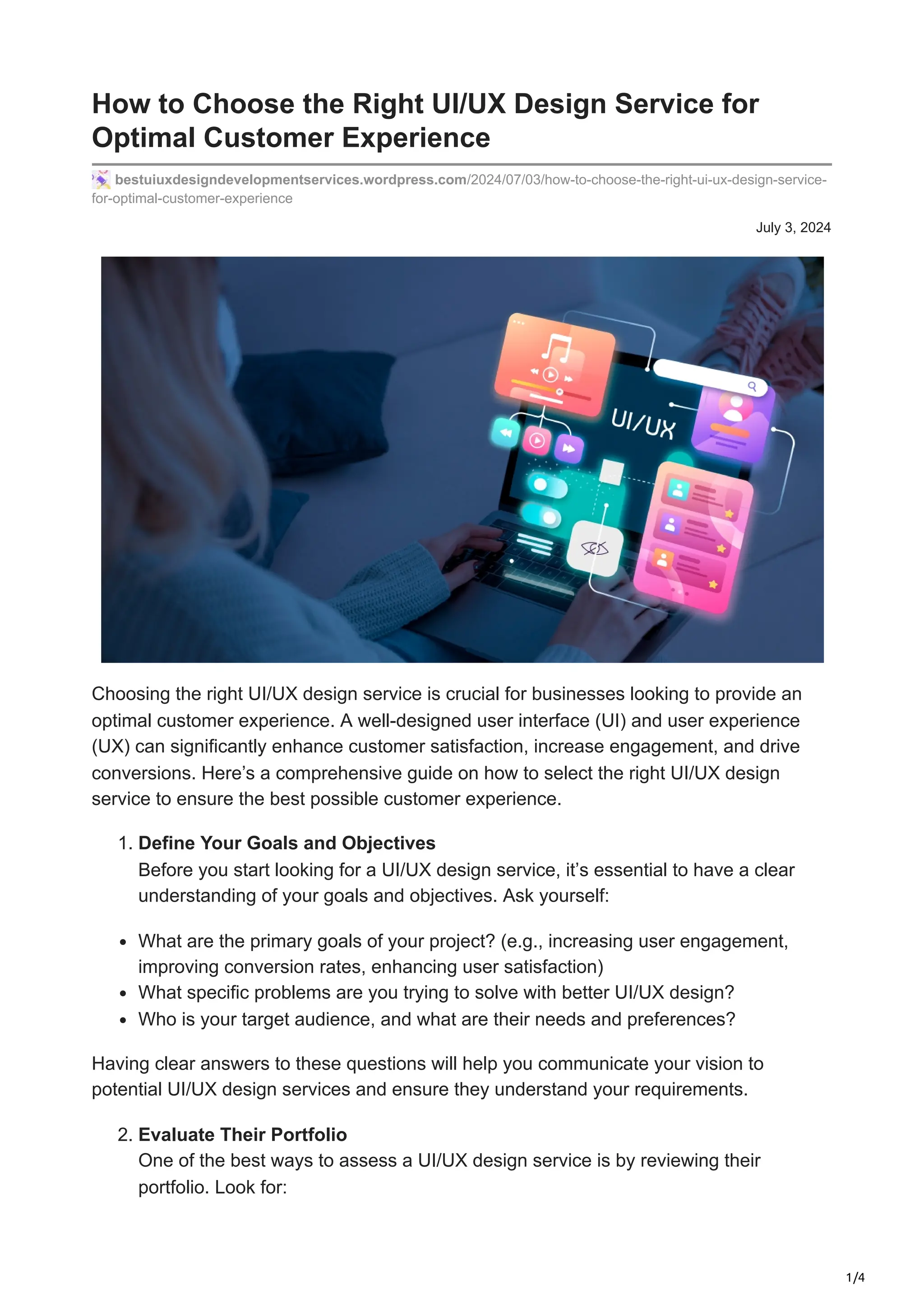 How to Choose the Right UIUX Design Service for Optimal Customer Experience | PDF