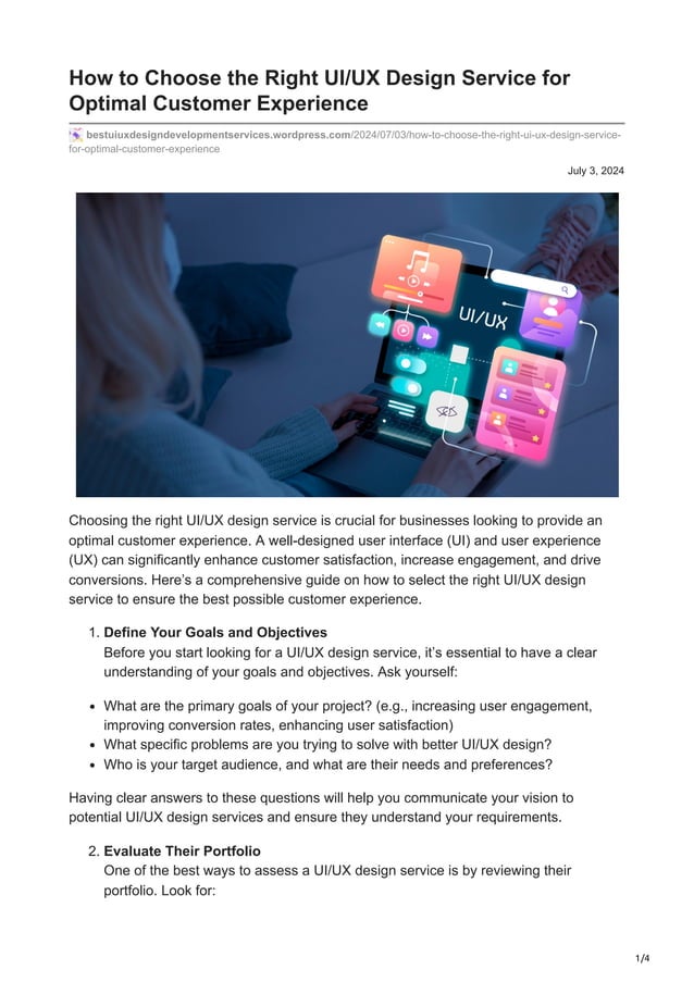 How to Choose the Right UIUX Design Service for Optimal Customer Experience | PDF