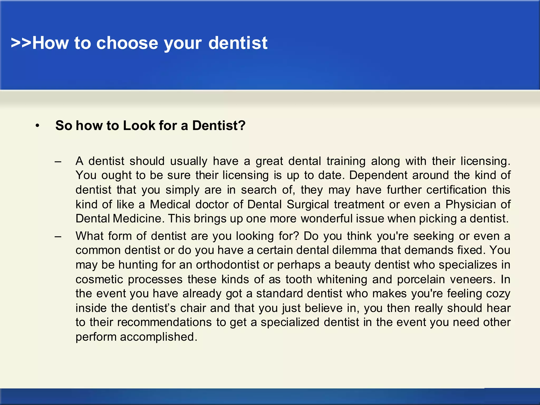 How to choose your dentist | PDF
