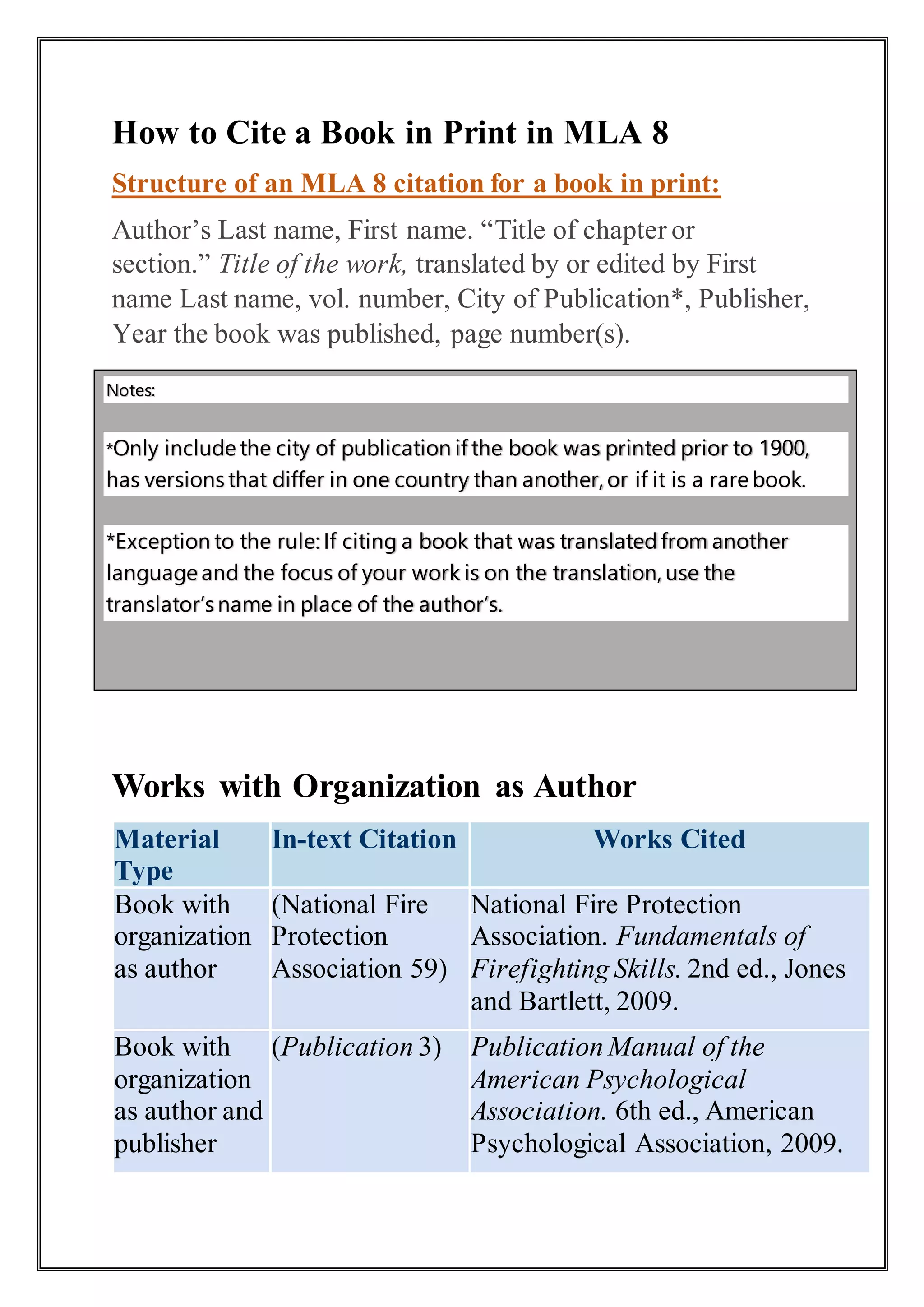 How to cite a book in print in mla 8 | PDF