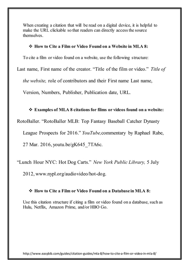 How to cite a film or video in mla 8 | PDF