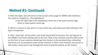 How to Clear Event log for Dell PowerEdge Servers | PPT