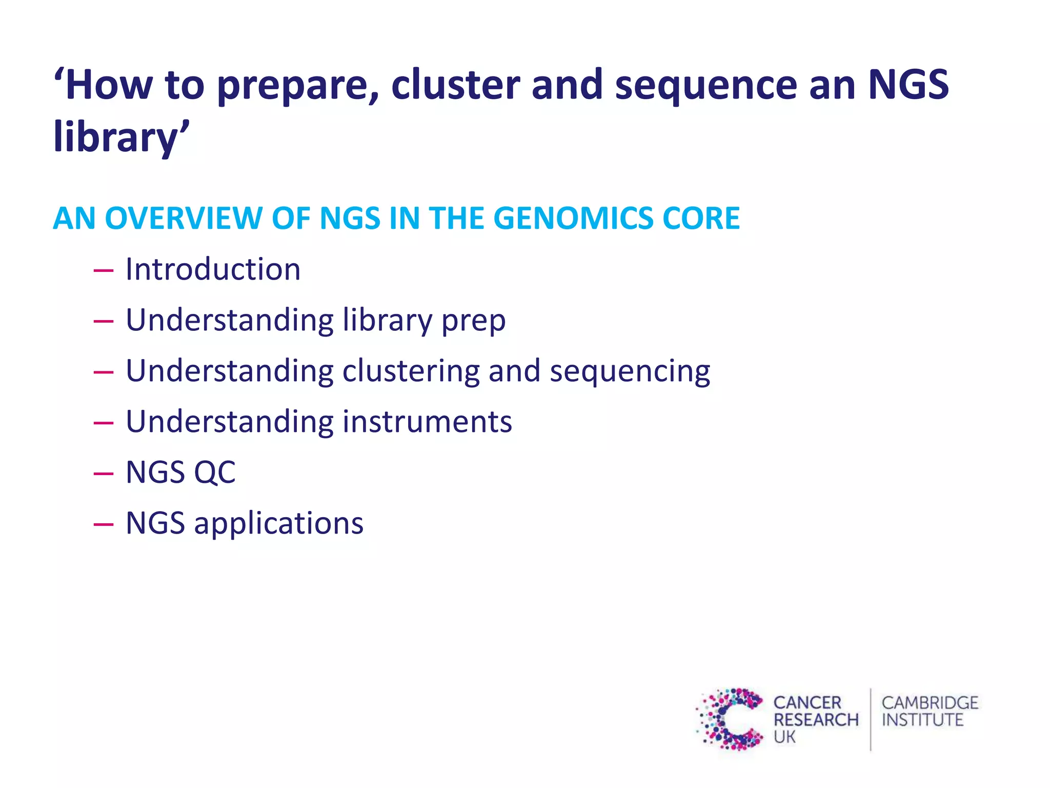 How to cluster and sequence an ngs library (james hadfield160416) | PPTX