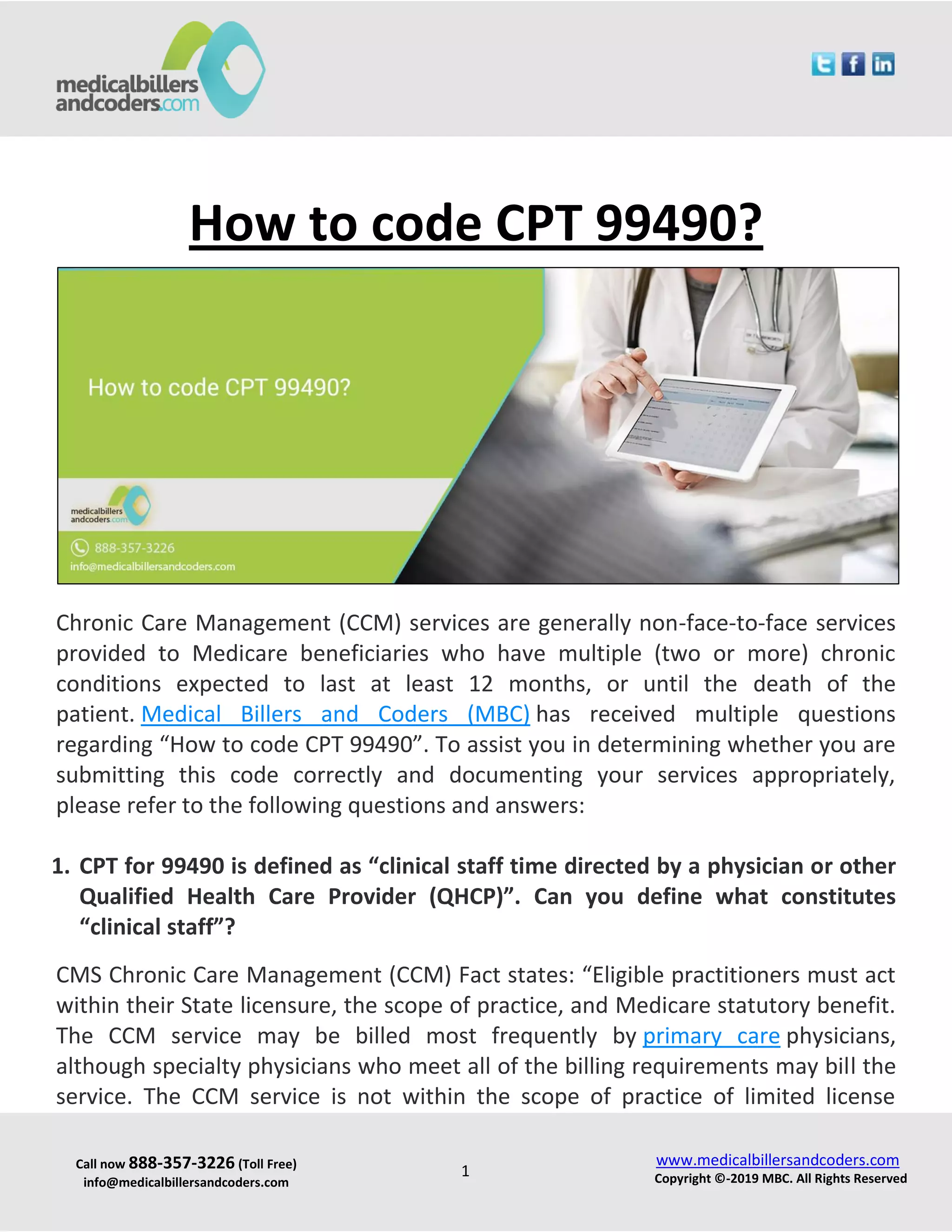 How to code CPT 99490? | PDF