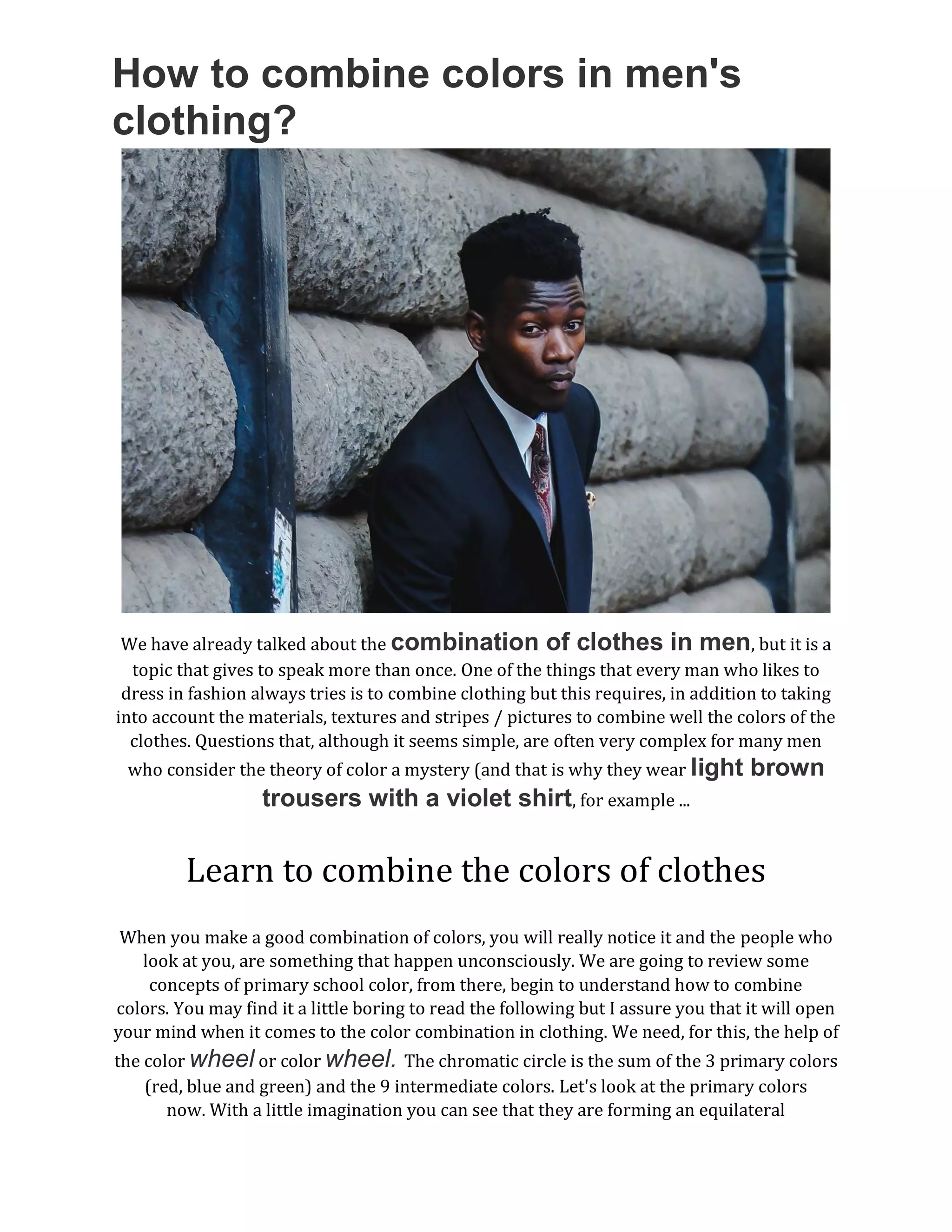 How to combine colors in men's clothing | PDF