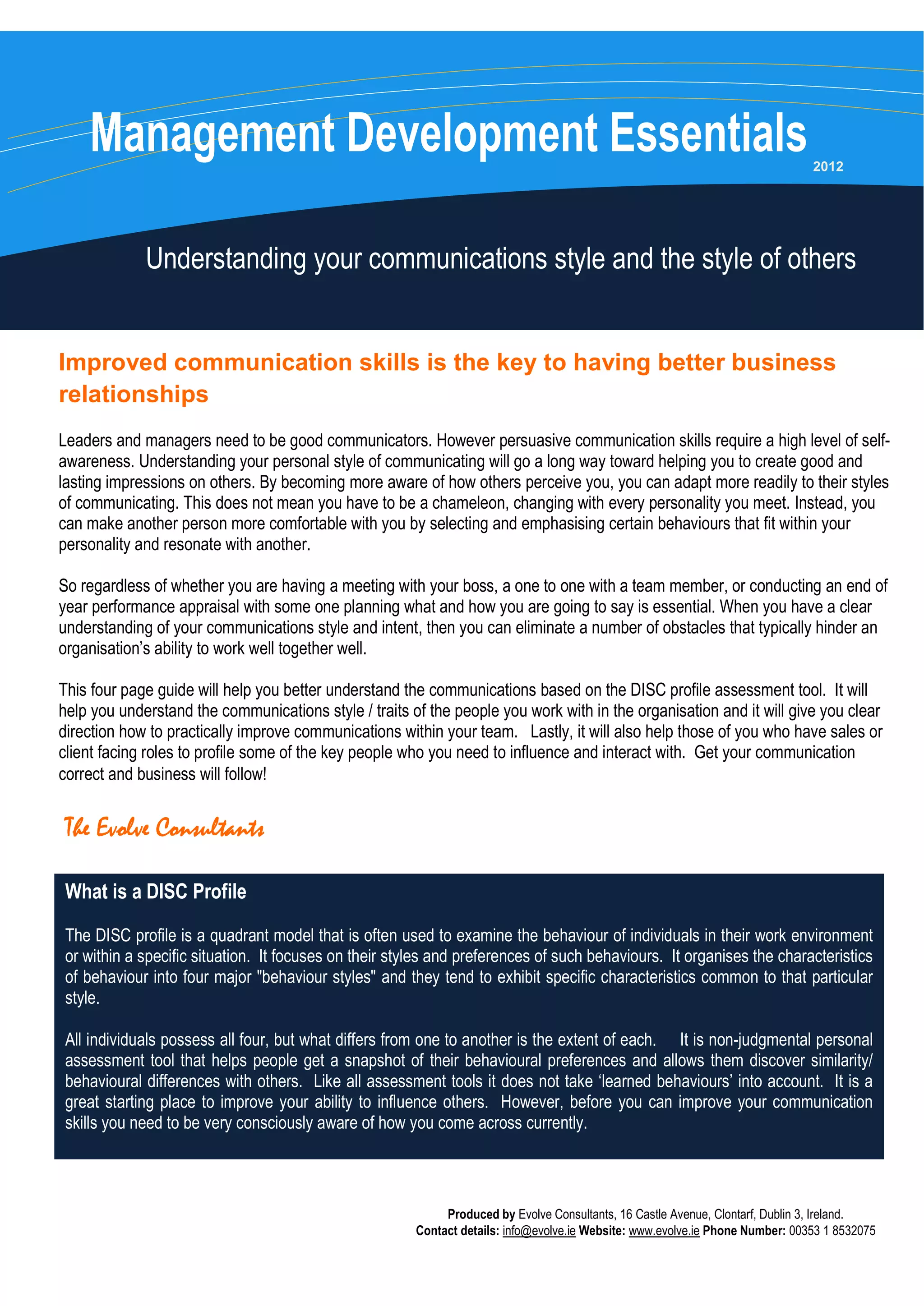 How to communicate in a more persuasive way special report on understanding the disc profile ...