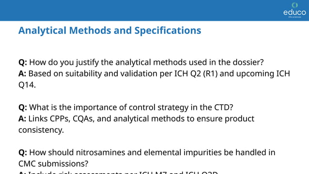 How to Complete CTD Module 3 - CMC Regulatory Q&A | PPTX