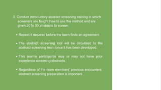 How to conduct abstract screening for systematic review – Pubrica | PPT